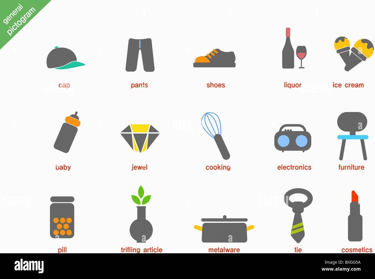 various general pictogram icons Stock Photo - Alamy