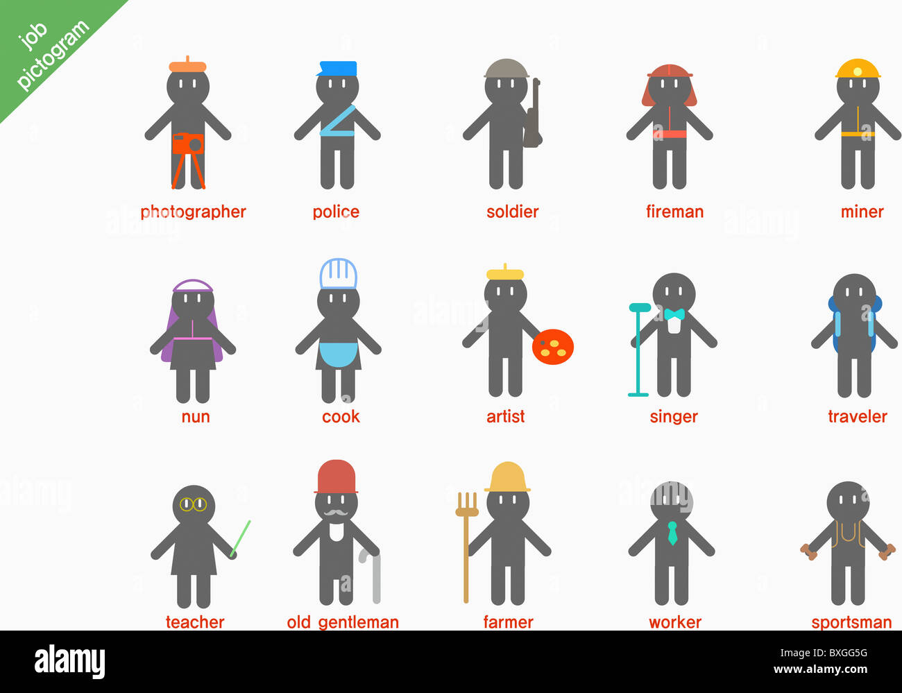 various job pictogram icons Stock Photo - Alamy