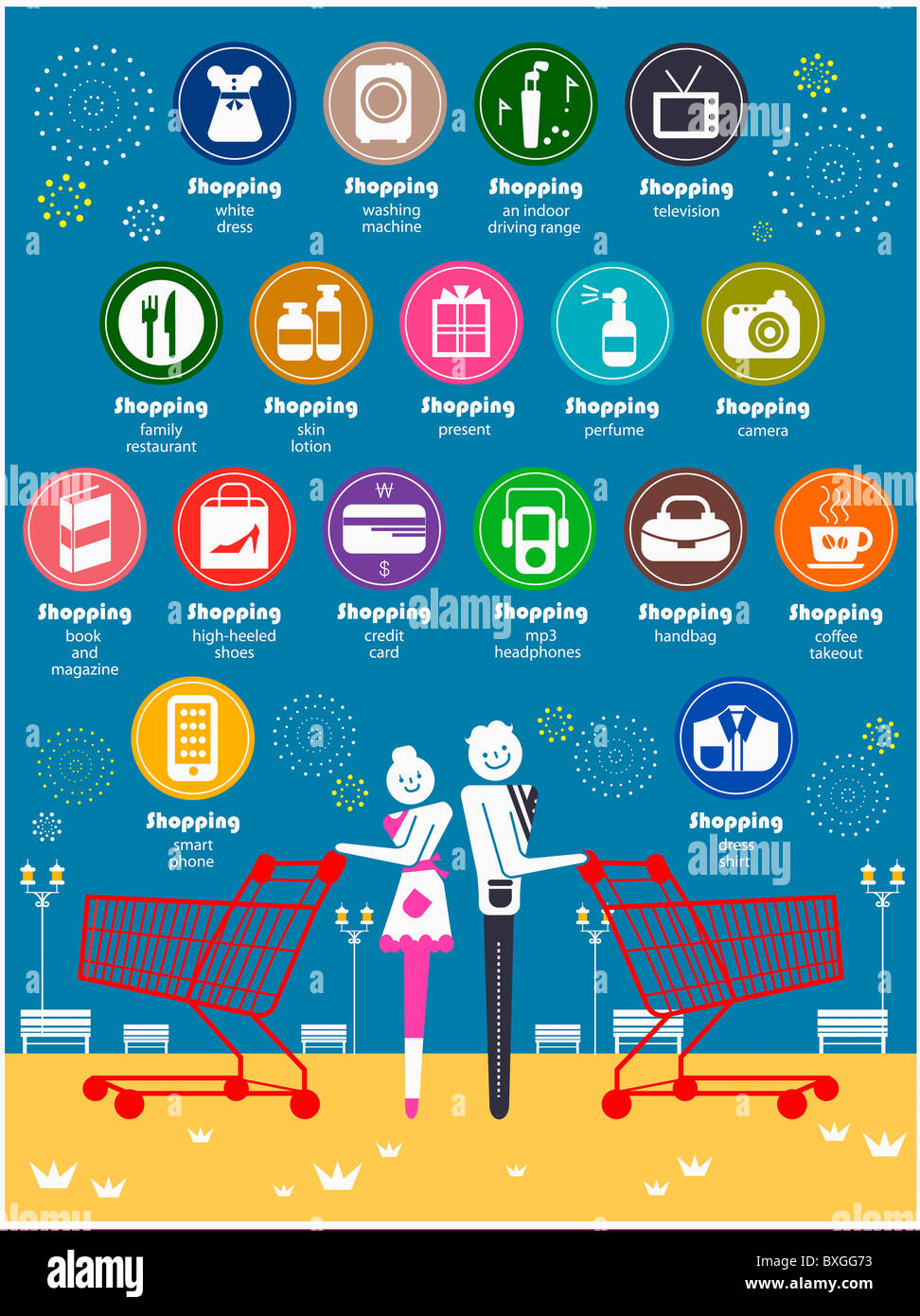 various items in shopping center Stock Photo - Alamy