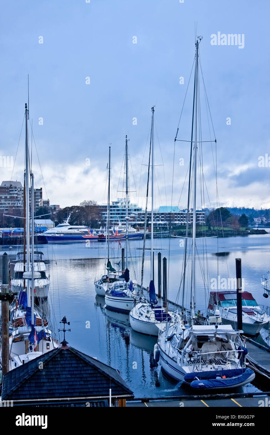 Boats in Victoria Harbor Stock Photo - Alamy