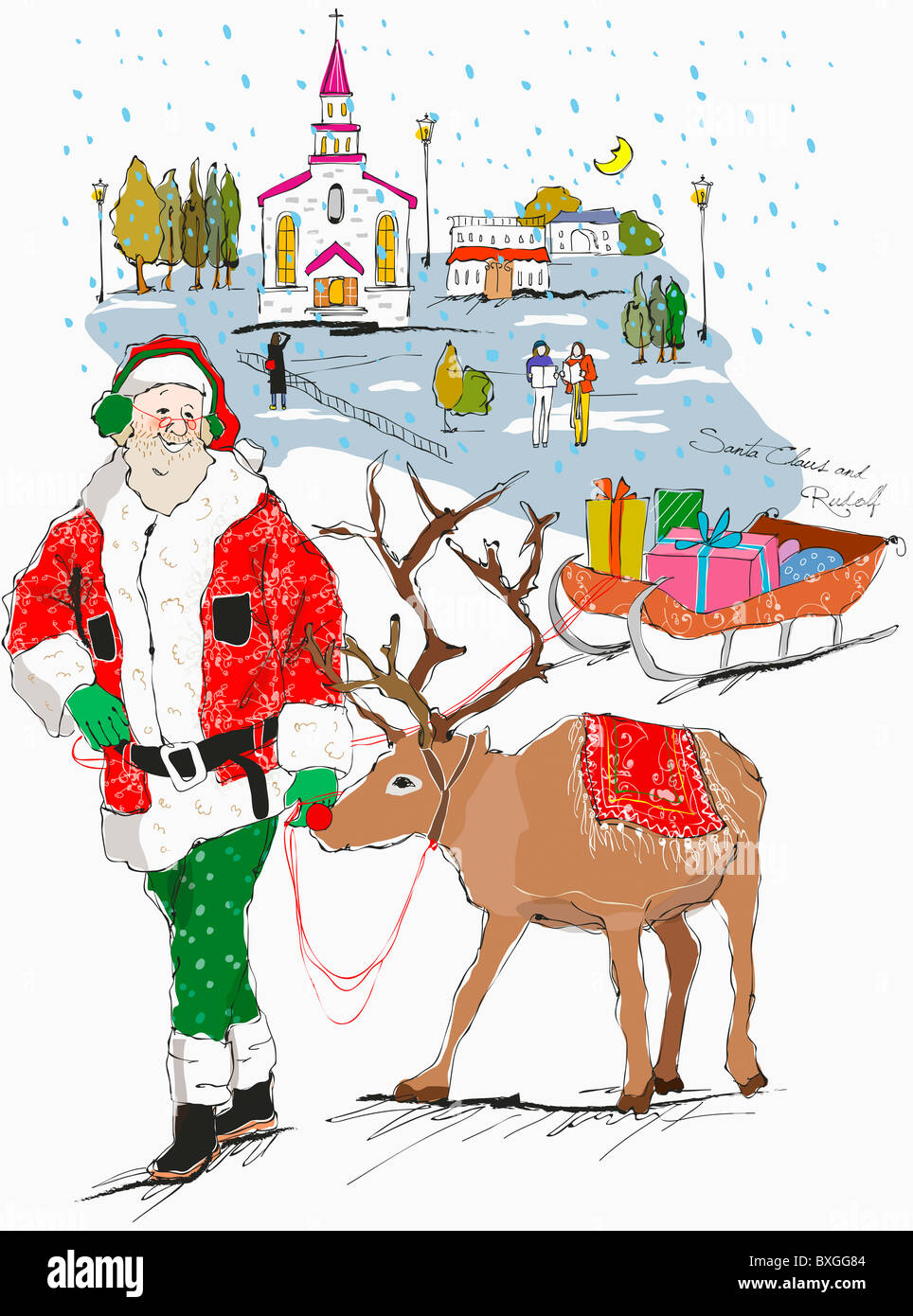 Santa and rudolph hi-res stock photography and images - Alamy