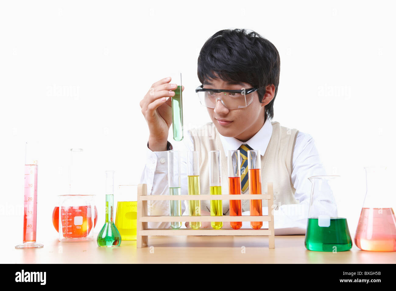 boy do experimental of science Stock Photo - Alamy