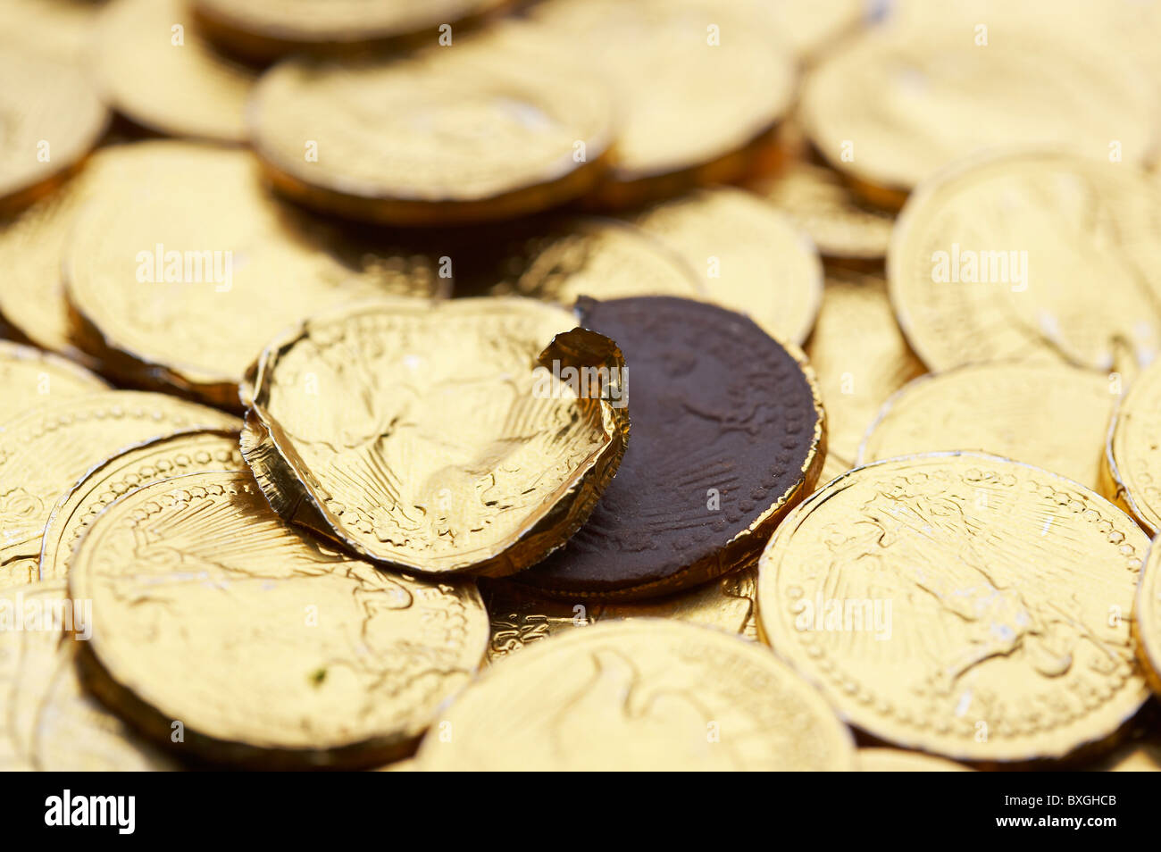 chocolate in coin shaped Stock Photo - Alamy