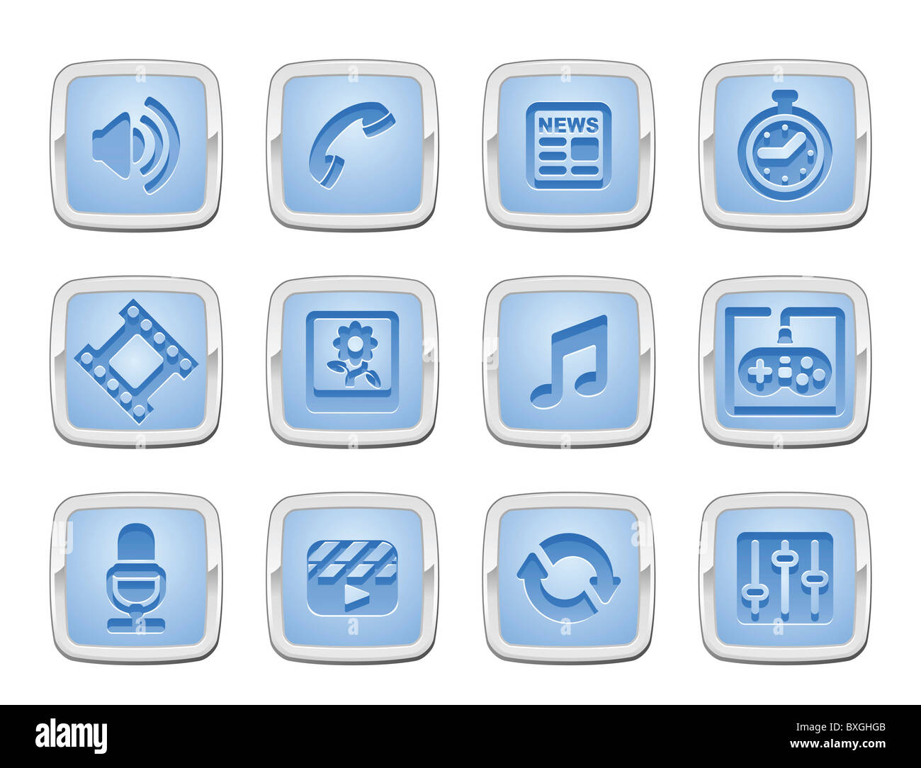 illustration of a media icon set, or series of media studies signs ...
