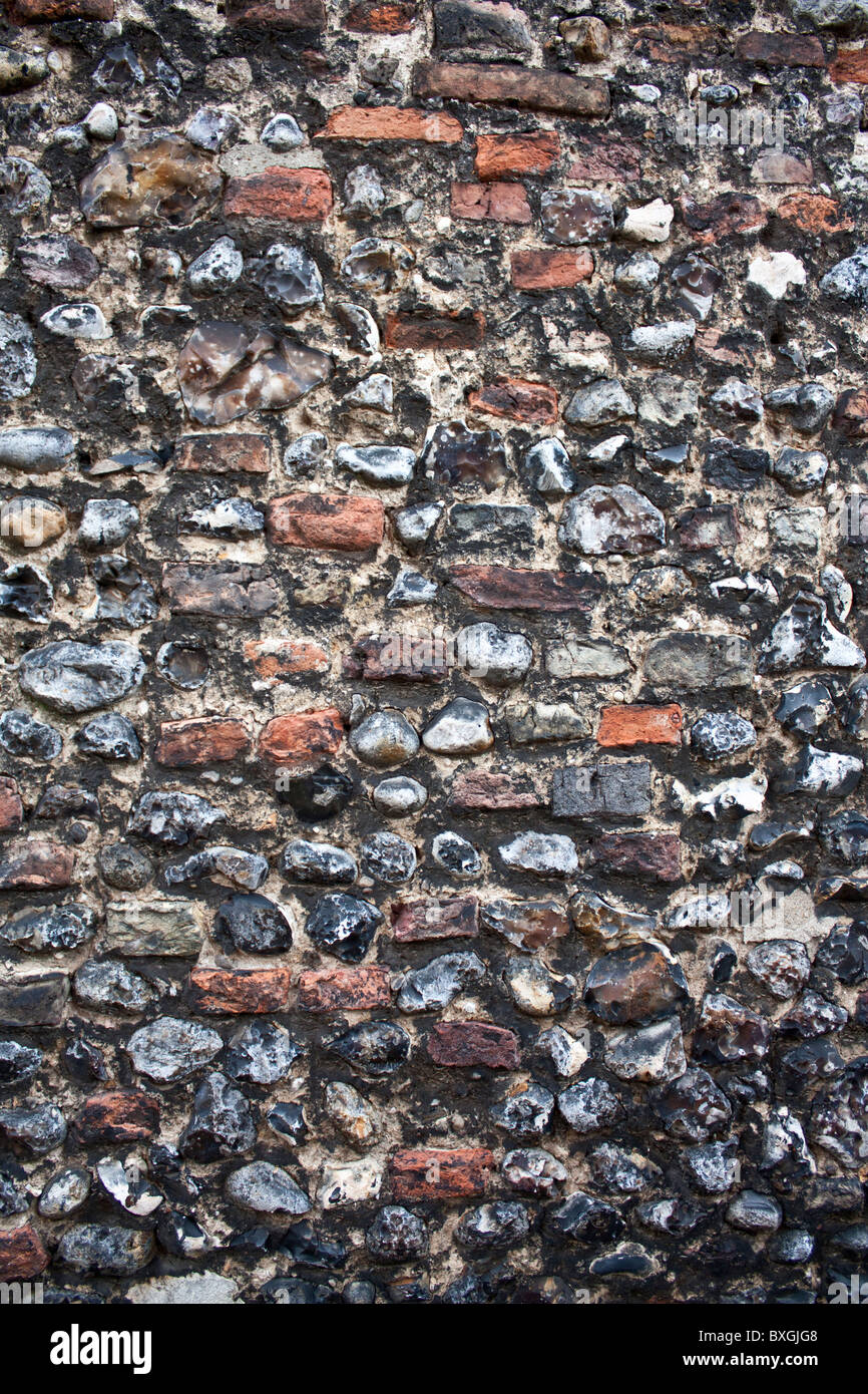 random mixture flint and brick wall Stock Photo - Alamy