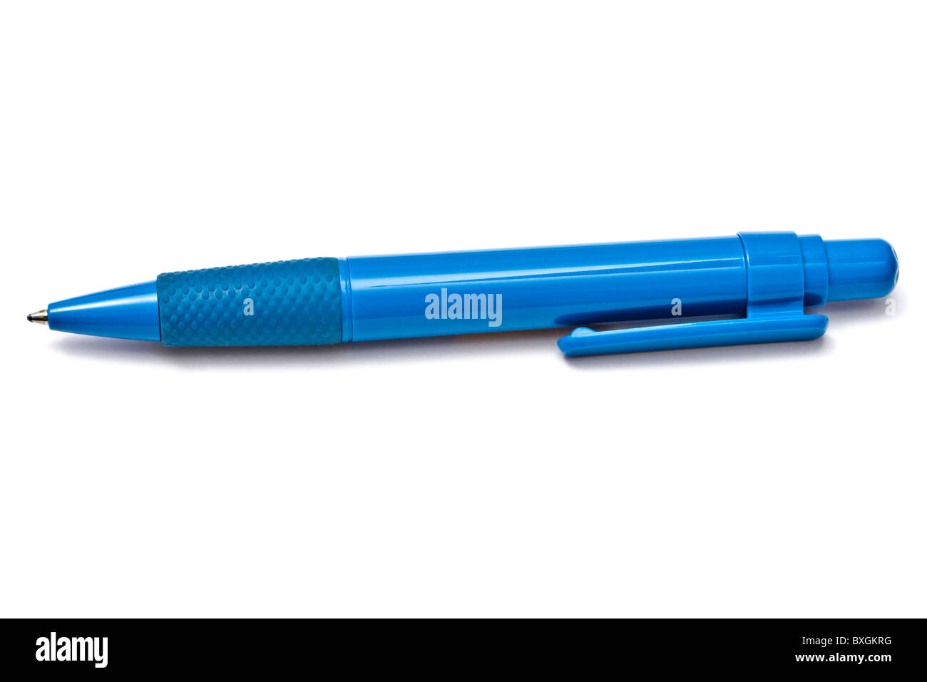Blue ball point pen isolated on white background Stock Photo - Alamy