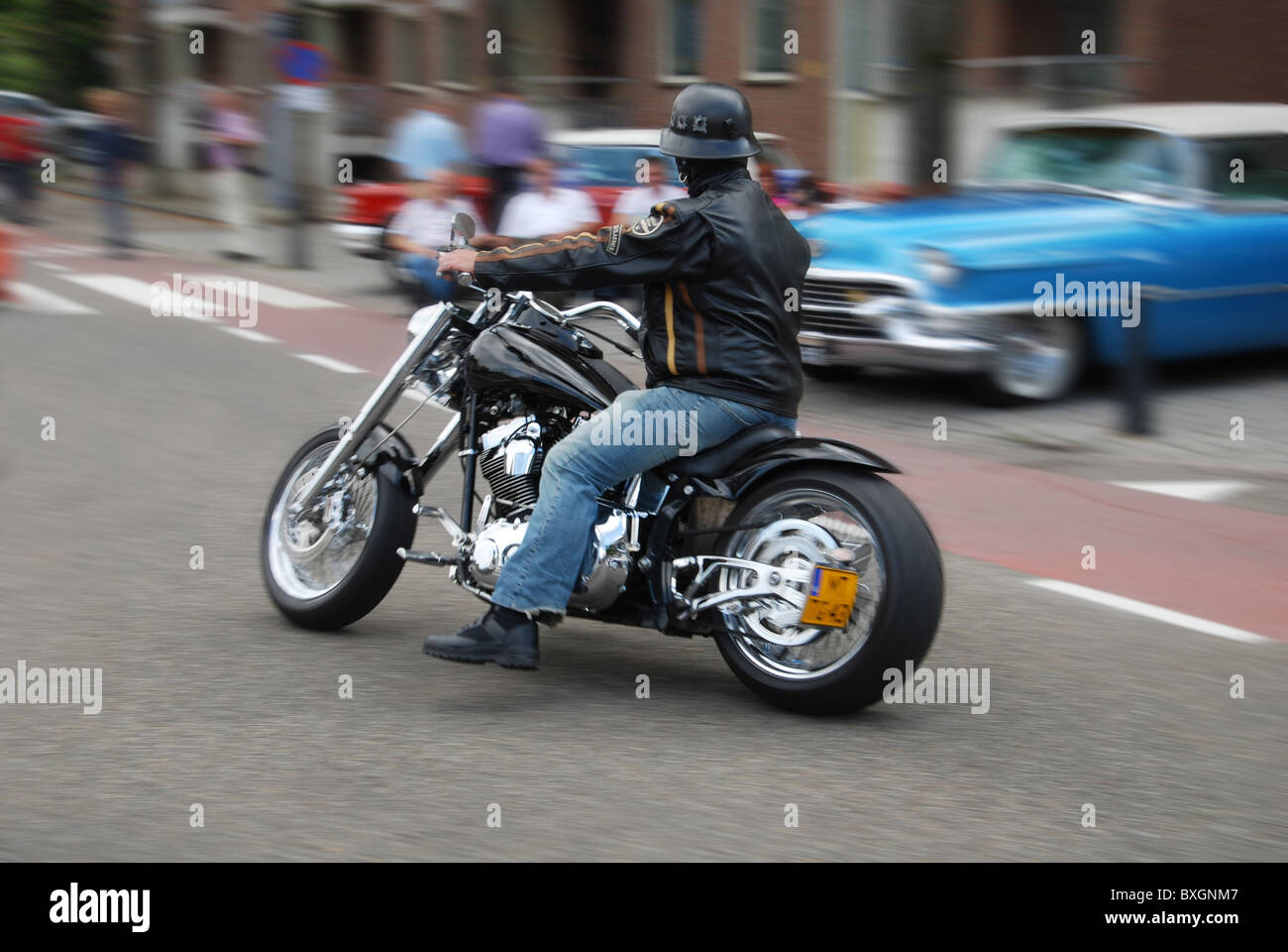 home built custom motorbike at American Day, Weert Netherlands Stock ...
