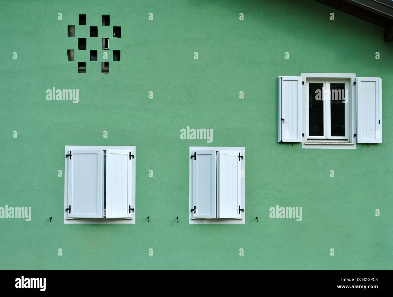 geometric house with windows open and closed Stock Photo - Alamy