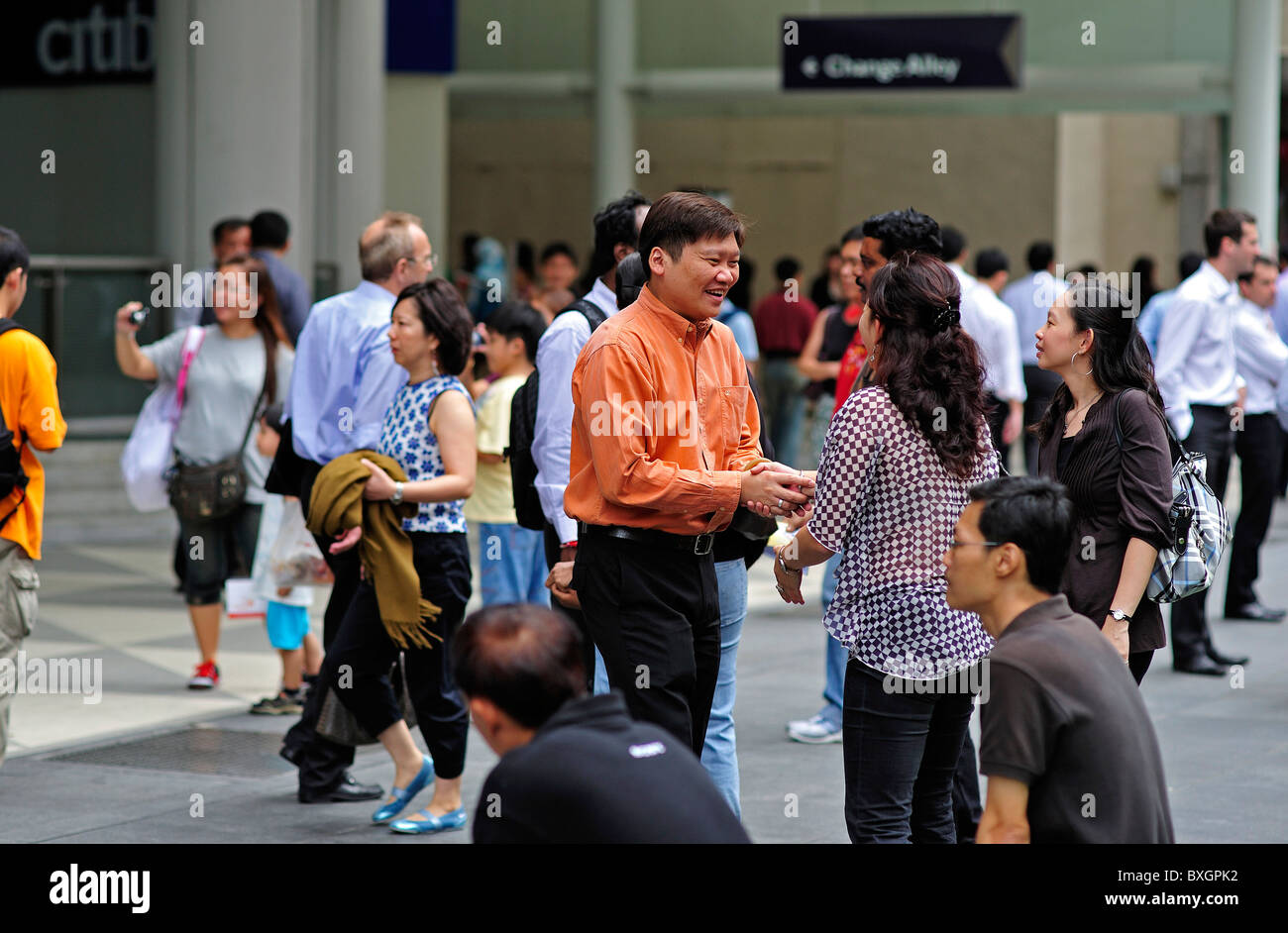 People Meeting Up Raffles Place Business District Singapore Stock Photo ...