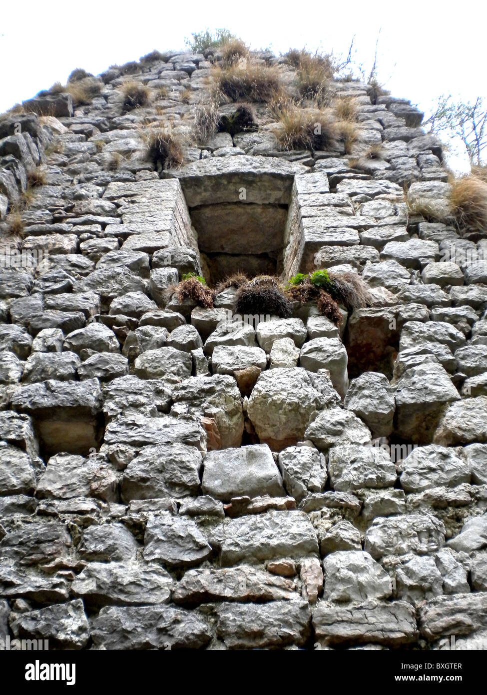 ruins of medieval castle in the rocks for protection invaders Stock ...