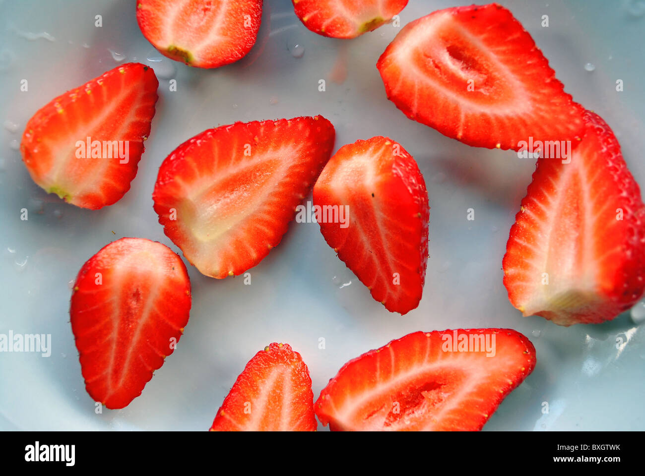 strawberry red fruit cut in the spring to enjoy red and fragrant Stock ...