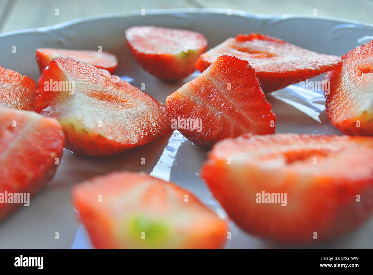 strawberry red fruit cut in the spring to enjoy red and fragrant Stock ...