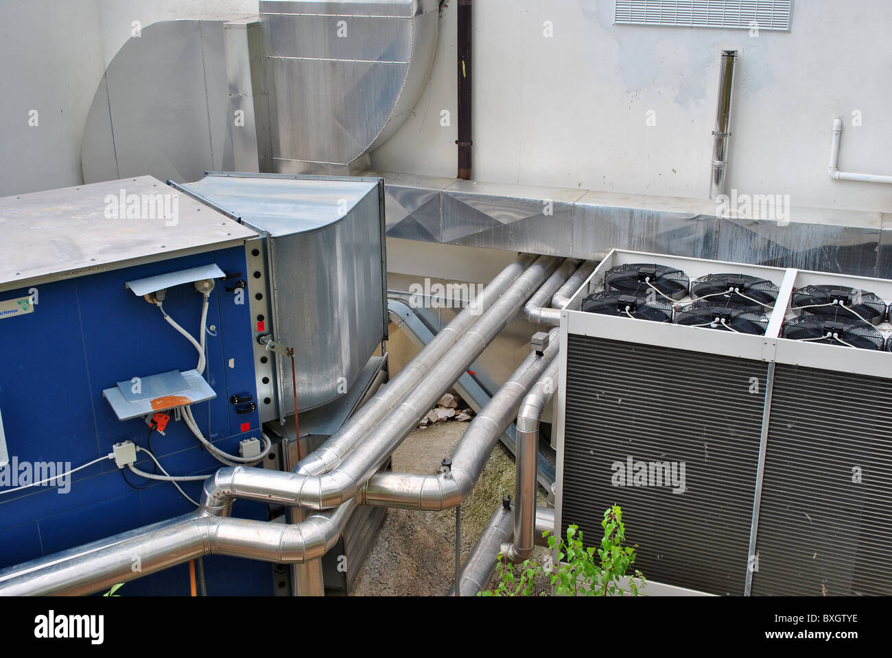 plumbing heating and cooling pipes for building modern air intake Stock ...