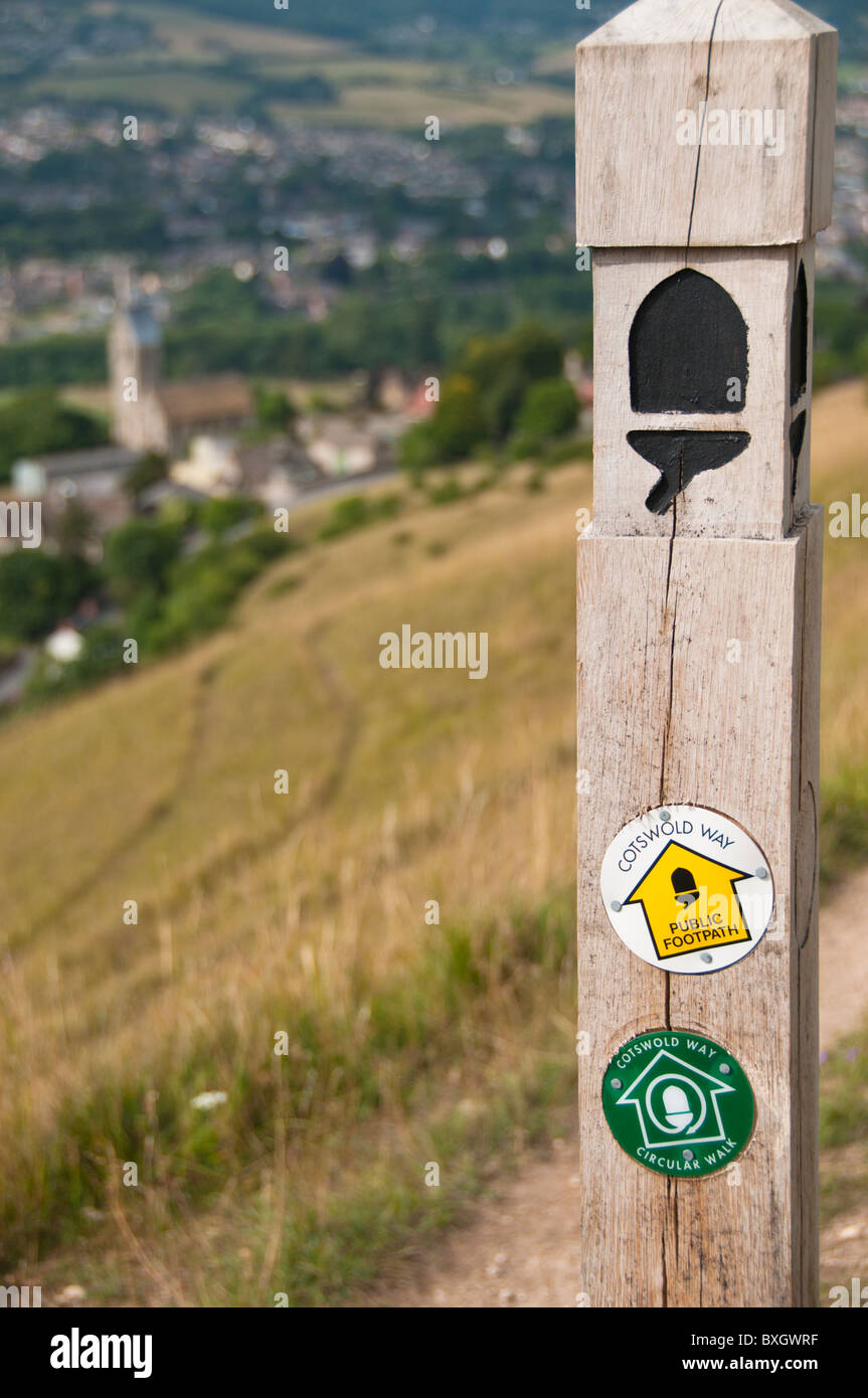 National Trail and Cotswold Way guidepost, Selsley Common, Selsley ...