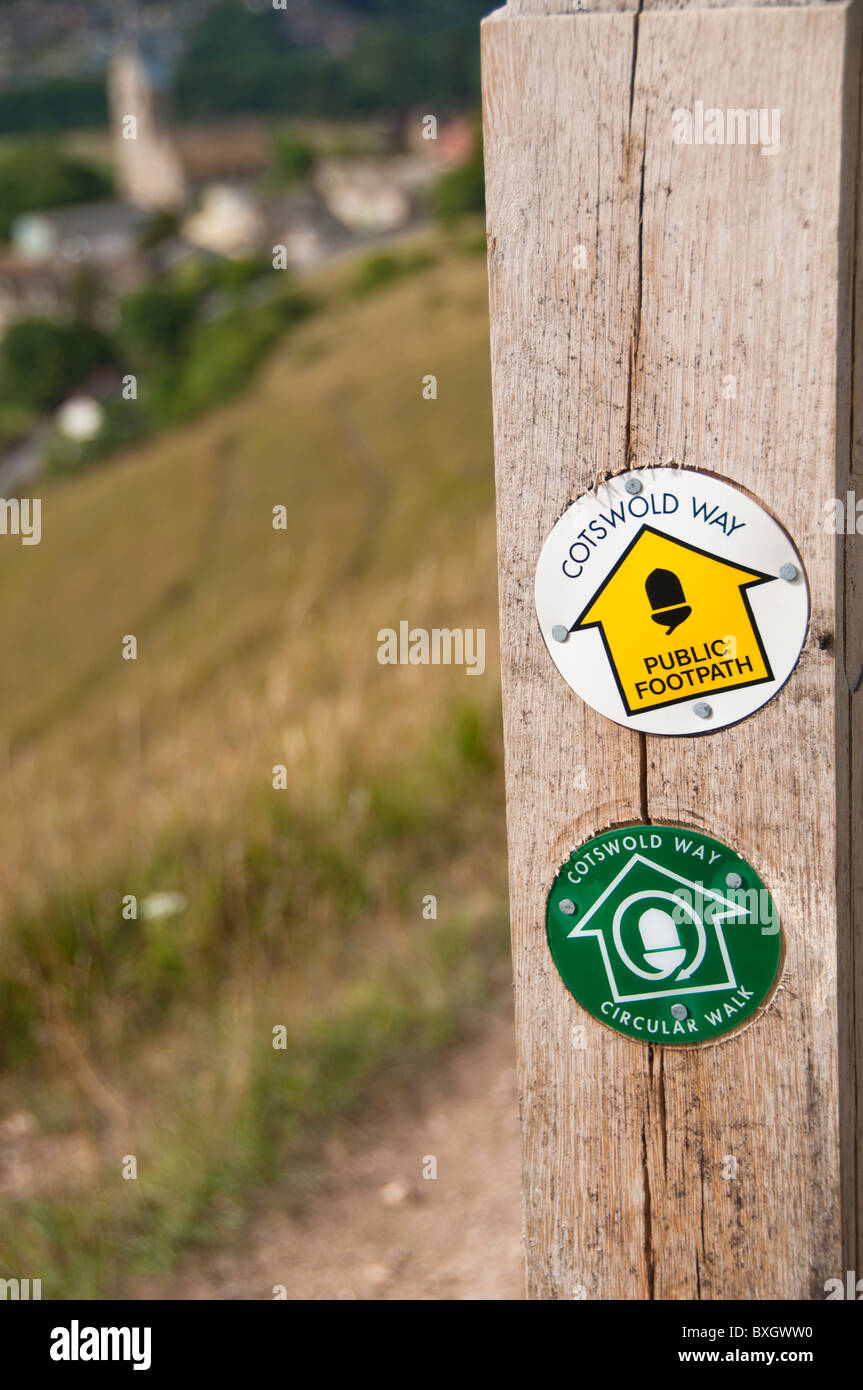 National Trail and Cotswold Way guidepost, Selsley Common, Selsley ...