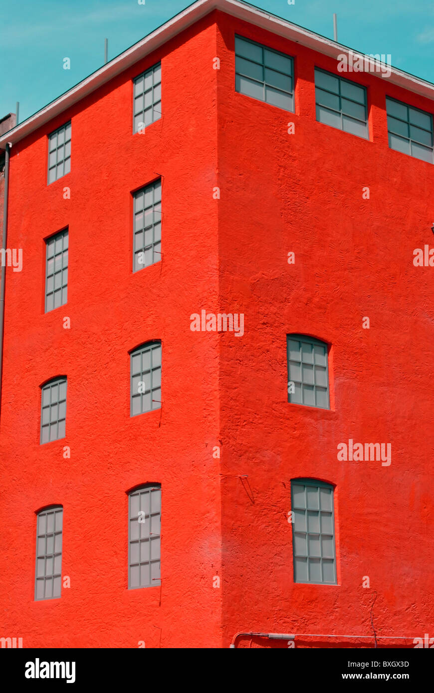 former factory building under renovation in postmodern style concrete ...