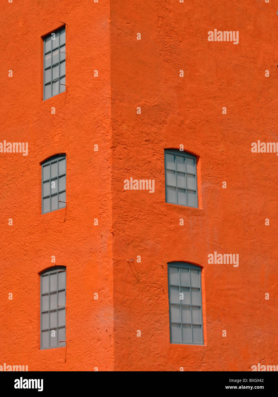 former factory building under renovation in postmodern style concrete ...