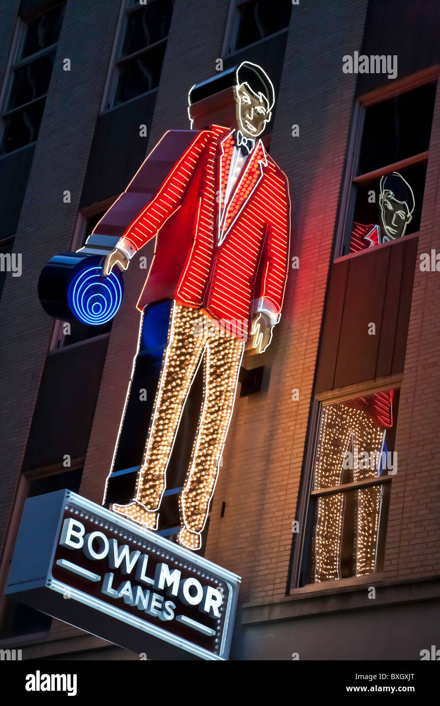 Bowlmor Lanes Neon Sign, Times Square, NYC Stock Photo - Alamy