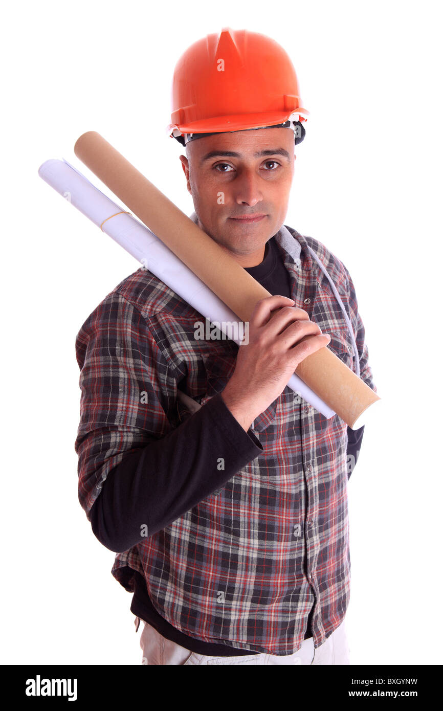 A contractor holding projects, ready to start working Stock Photo - Alamy