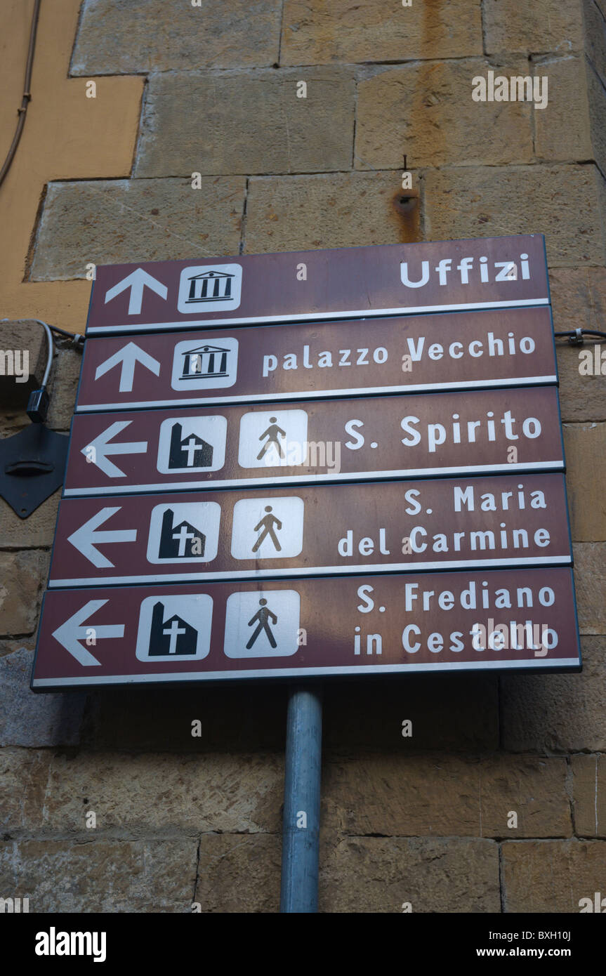 Direction sign Santo Spirito district central Florence (Firenze ...