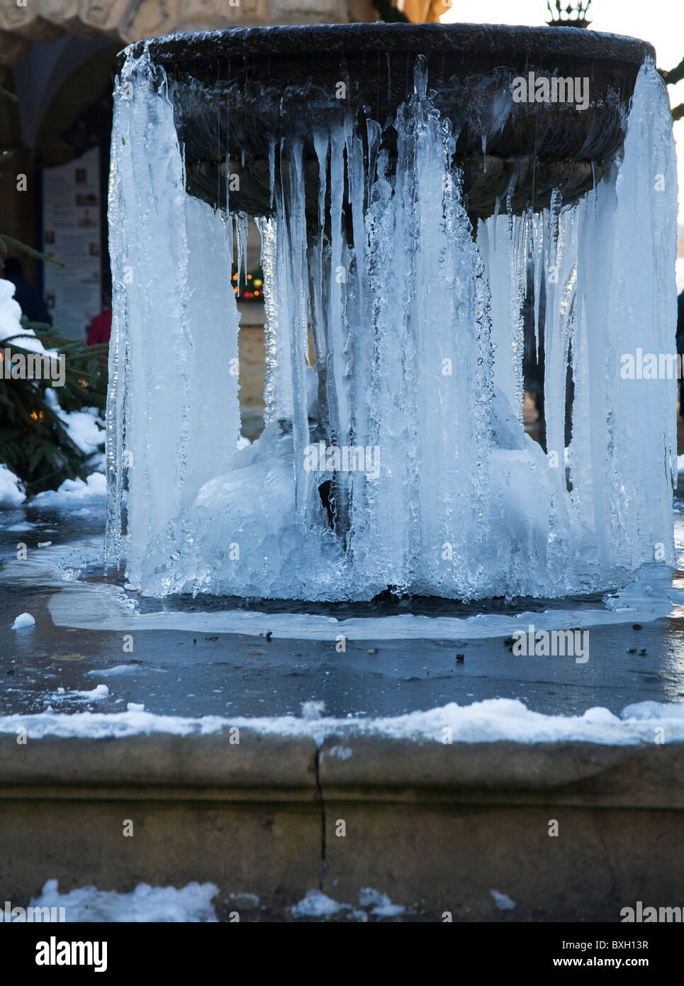 A frozen water fountain after a spell of wintry weather Stock Photo - Alamy