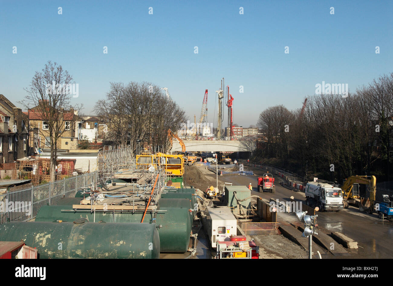 Construction work of the new East London train line London UK Stock ...