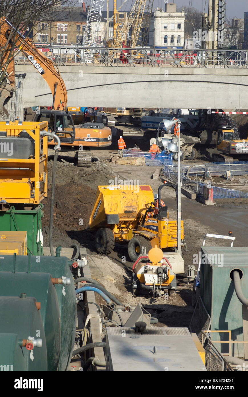 Construction work of the new East London train line London UK Stock ...
