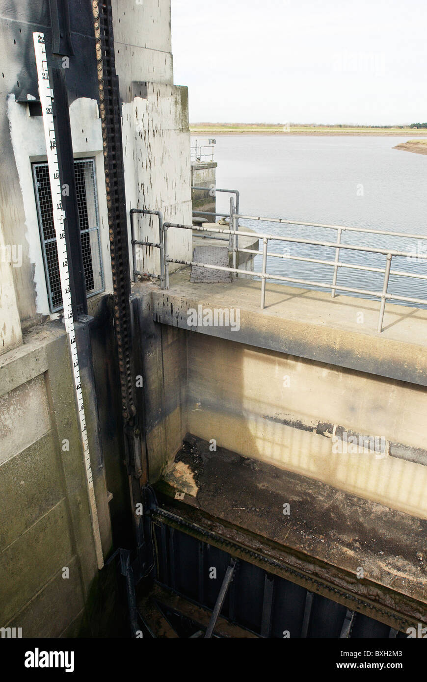 Tail Sluice gate on the River Great Ouse a flood defence system for the ...