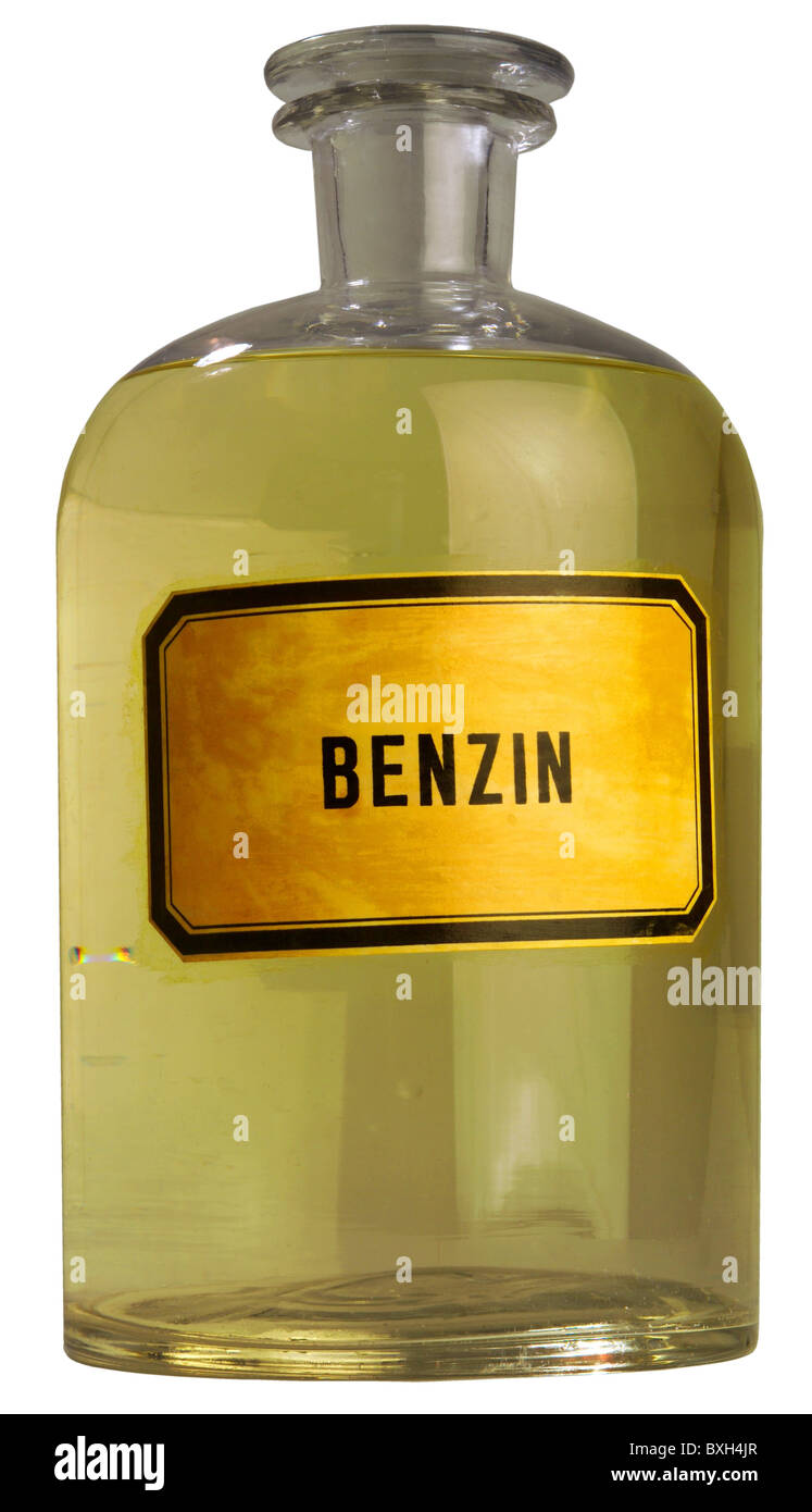 energy, benzine, apothecary bottle, five litre, symbol, Germany ...