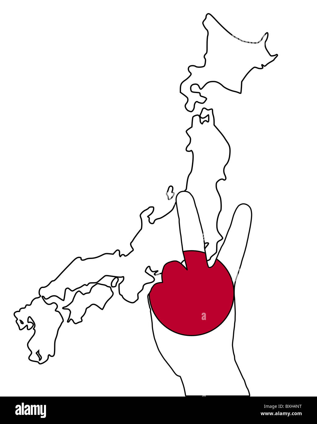 Japan hand signal Stock Photo - Alamy