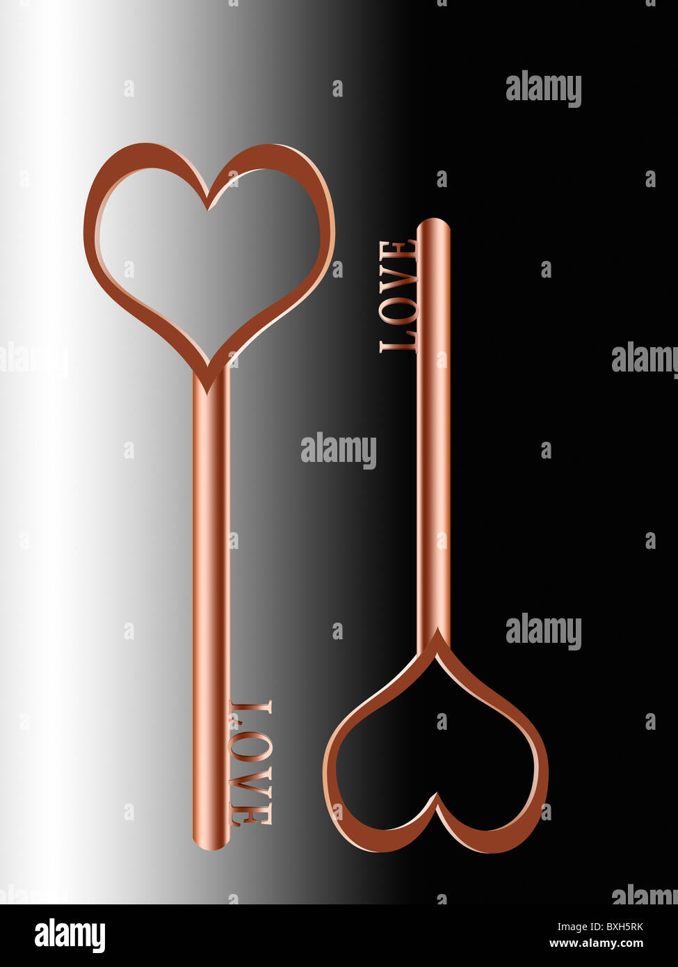 3d illustration of the heart-shaped love key, idea for Saint Valentin ...