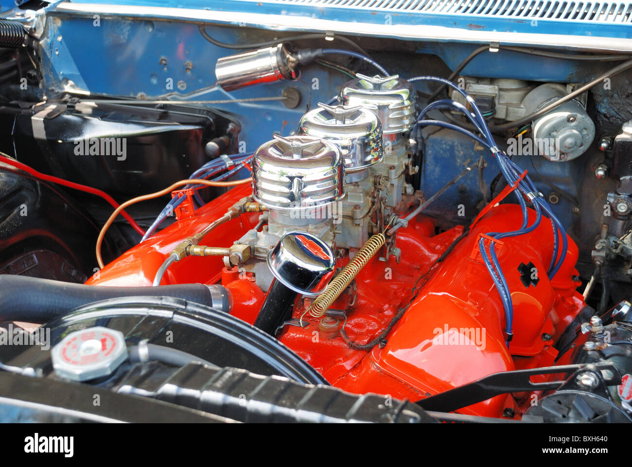 Hot rod muscle car engine Stock Photo - Alamy