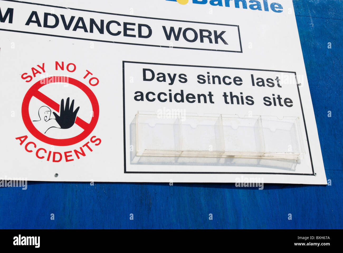 Construction sign used for displaying accidents on site information ...