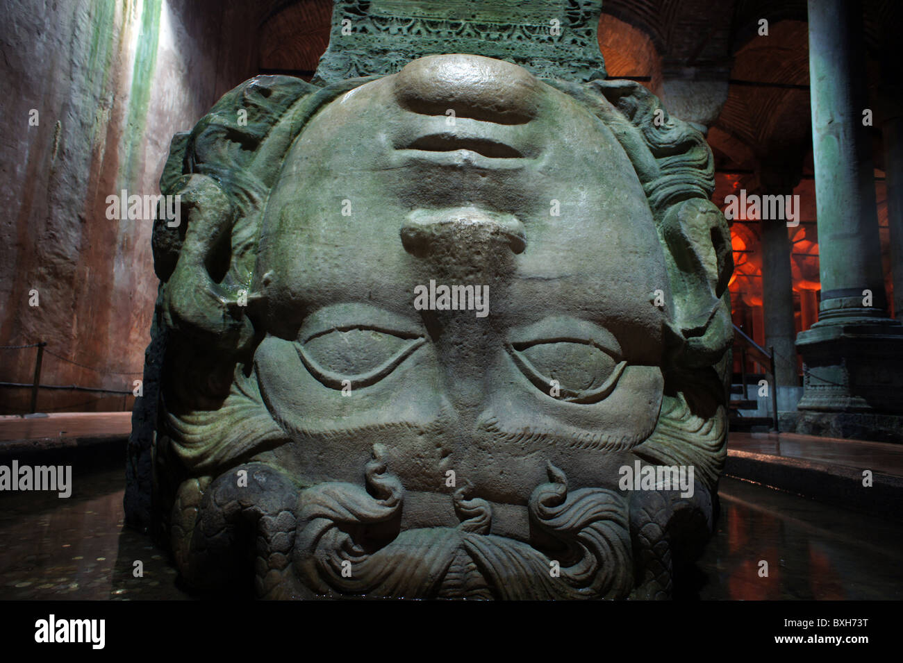 Medusa Head in the underground Basilica Cistern, Istanbul, Turkey Stock ...