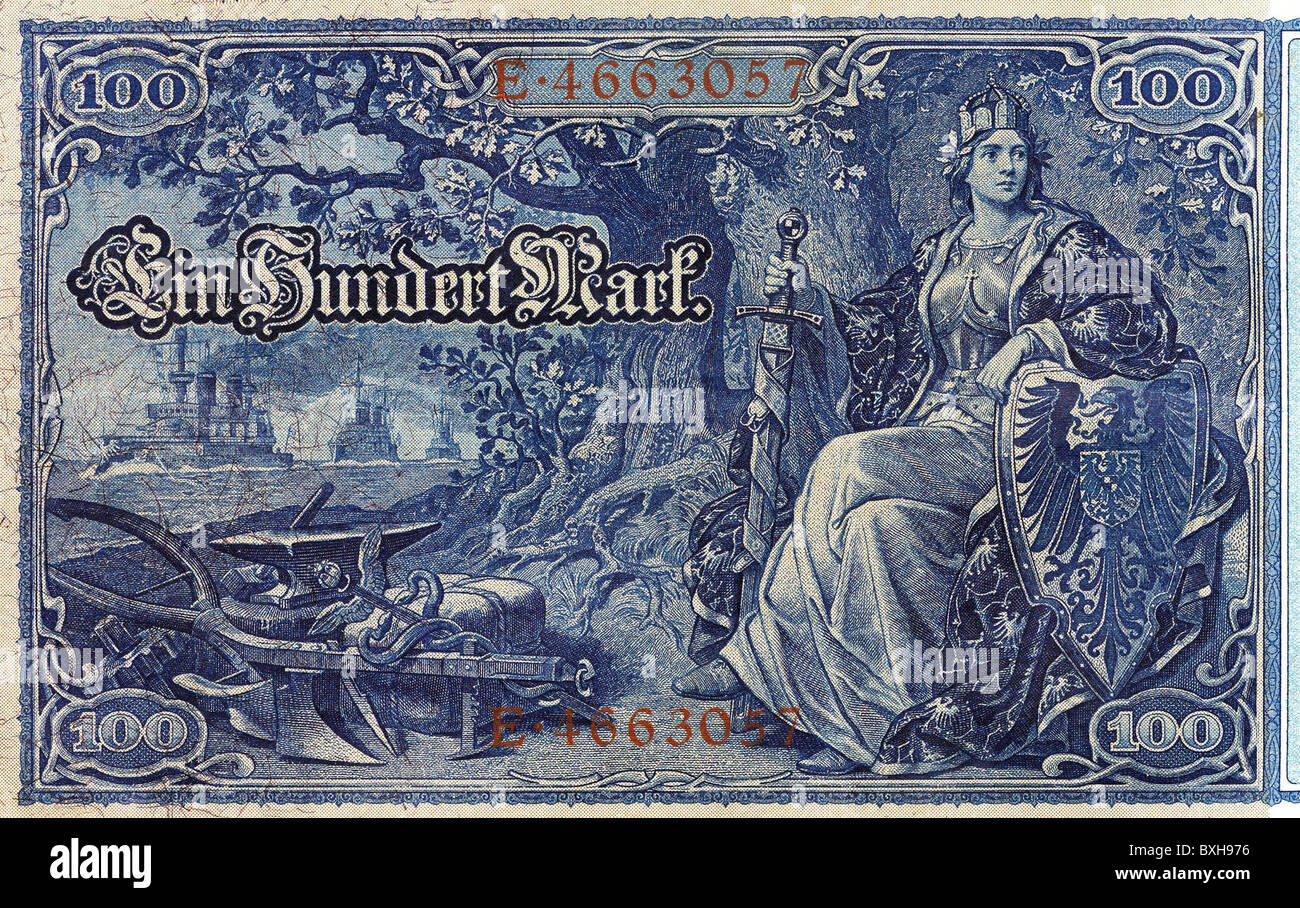 money / finance, bank notes, Germany, 100 Mark, Reichsbank, 1910 ...