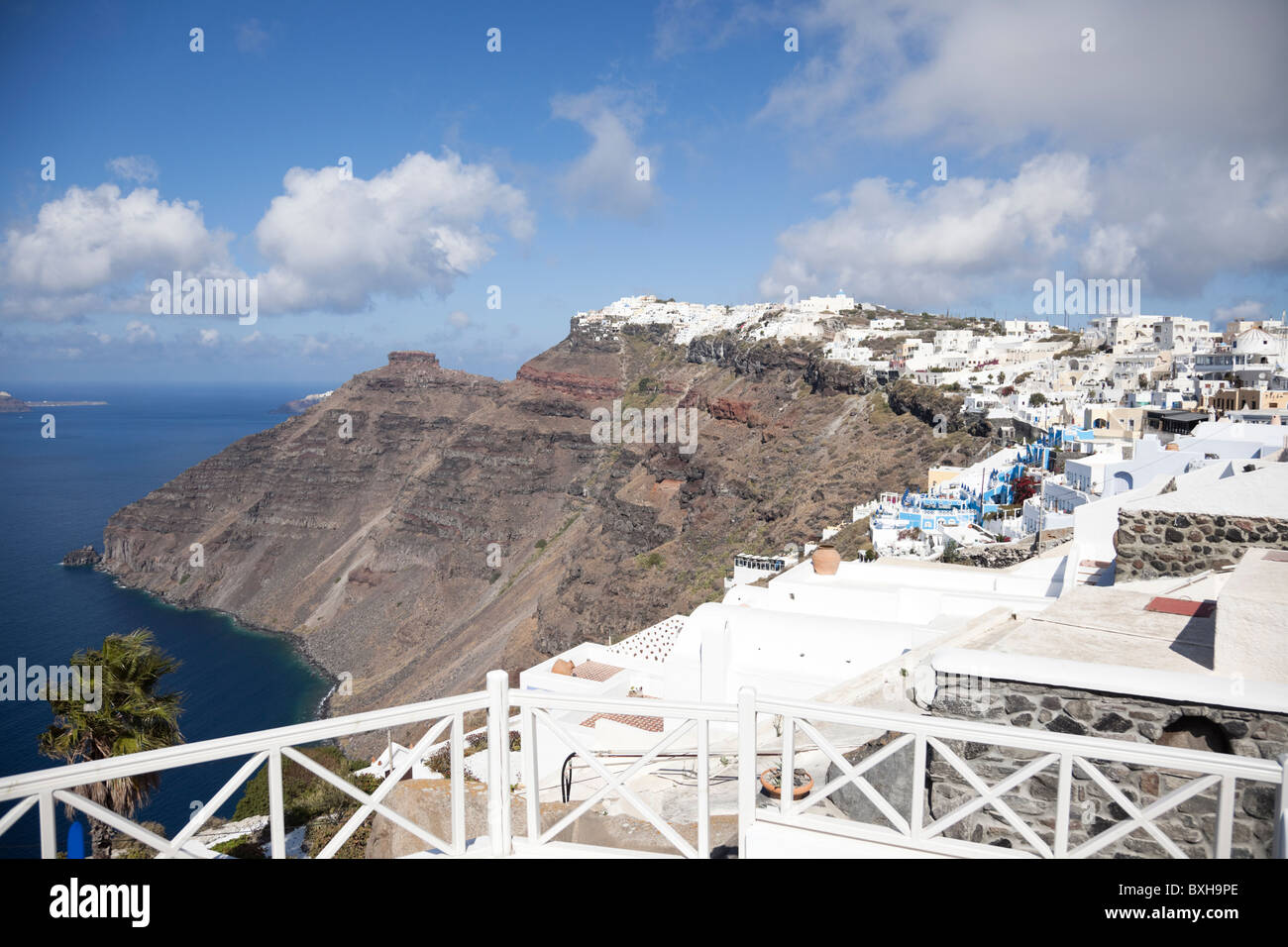 The dramatic Santorini cliff, formed by volcanic eruption, create ...
