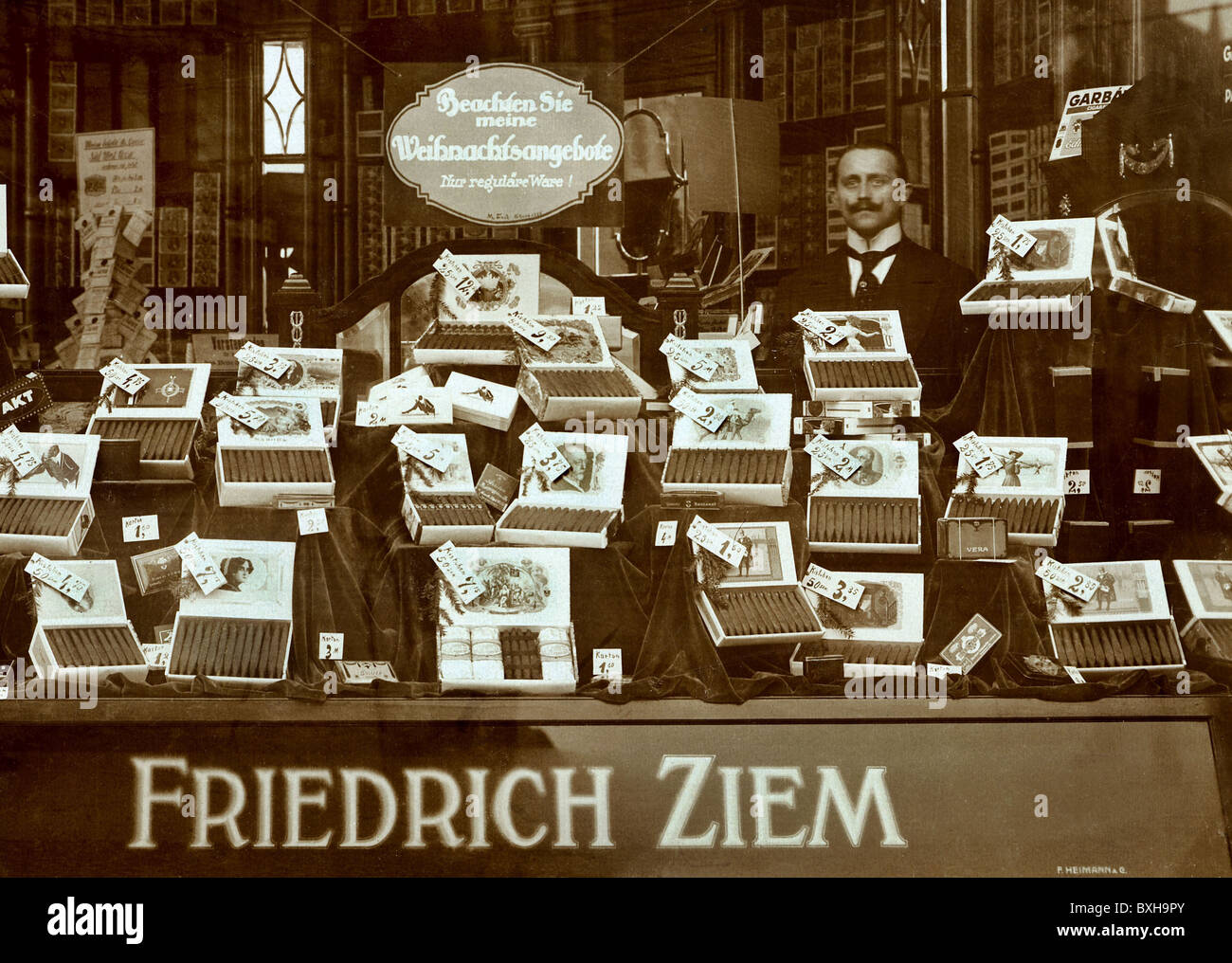 tobacco, cigarette, cigarettes, shop window, shop of Friedrich Ziem ...