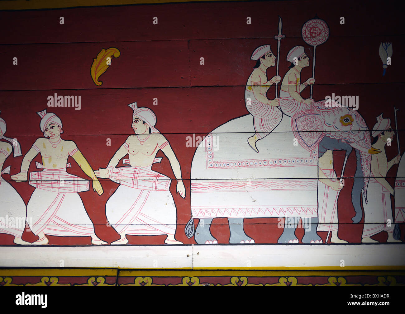 Fresco of the of the Perahera in the Temple of the Tooth, Kandy, Sri ...