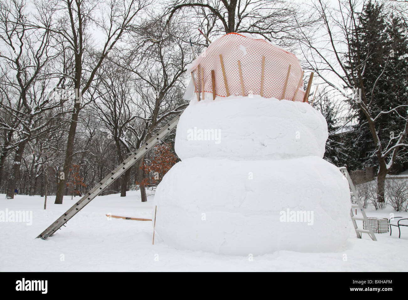 A giant snowman being built Stock Photo - Alamy