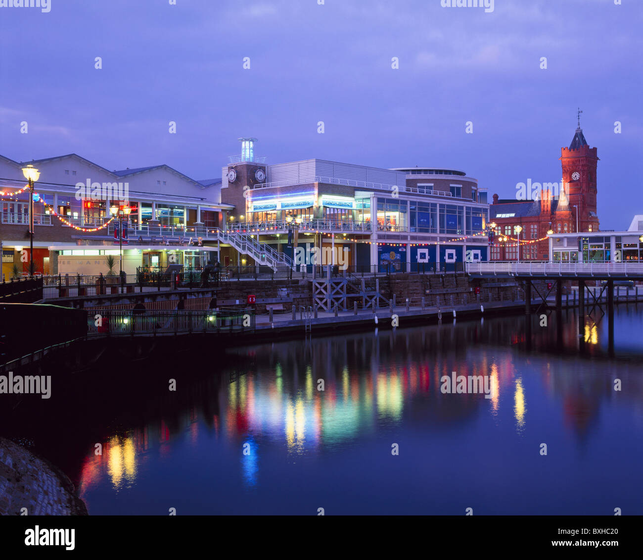 Cardiff bay mermaid quay night hi-res stock photography and images - Alamy