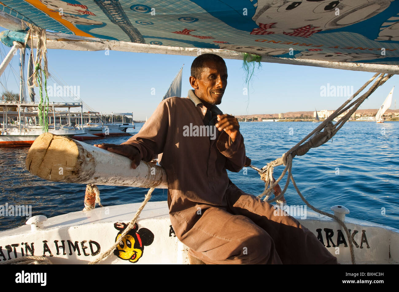 Egypt, Aswan. Felucca sailing on the Nile near Aswan Stock Photo - Alamy