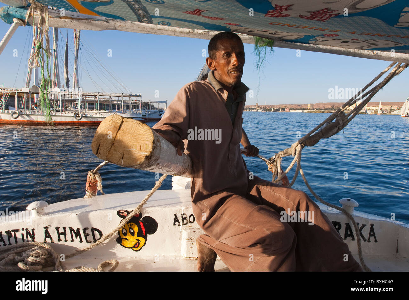 Egypt, Aswan. Felucca sailing on the Nile near Aswan Stock Photo - Alamy