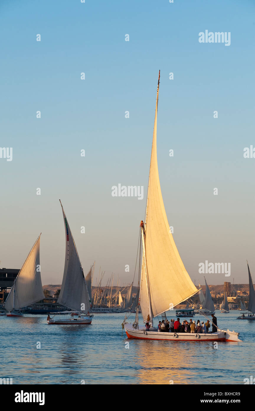Egypt, Aswan. Felucca sailing on the Nile near Aswan Stock Photo - Alamy