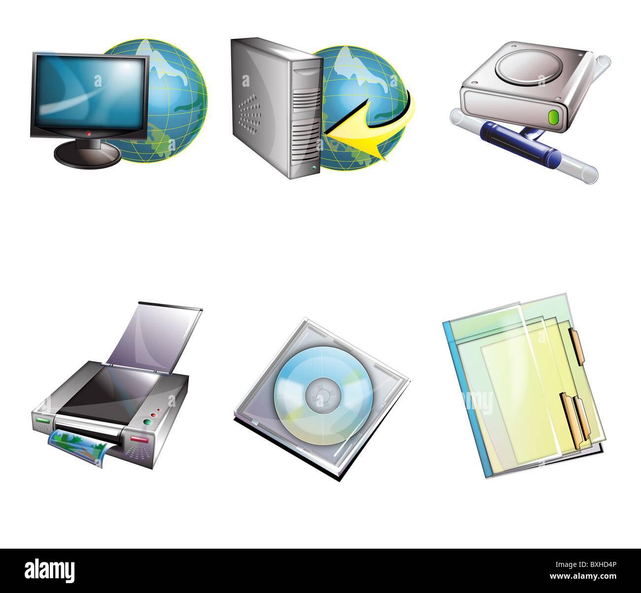 Collection of computer icons isolated on white background Stock Photo ...