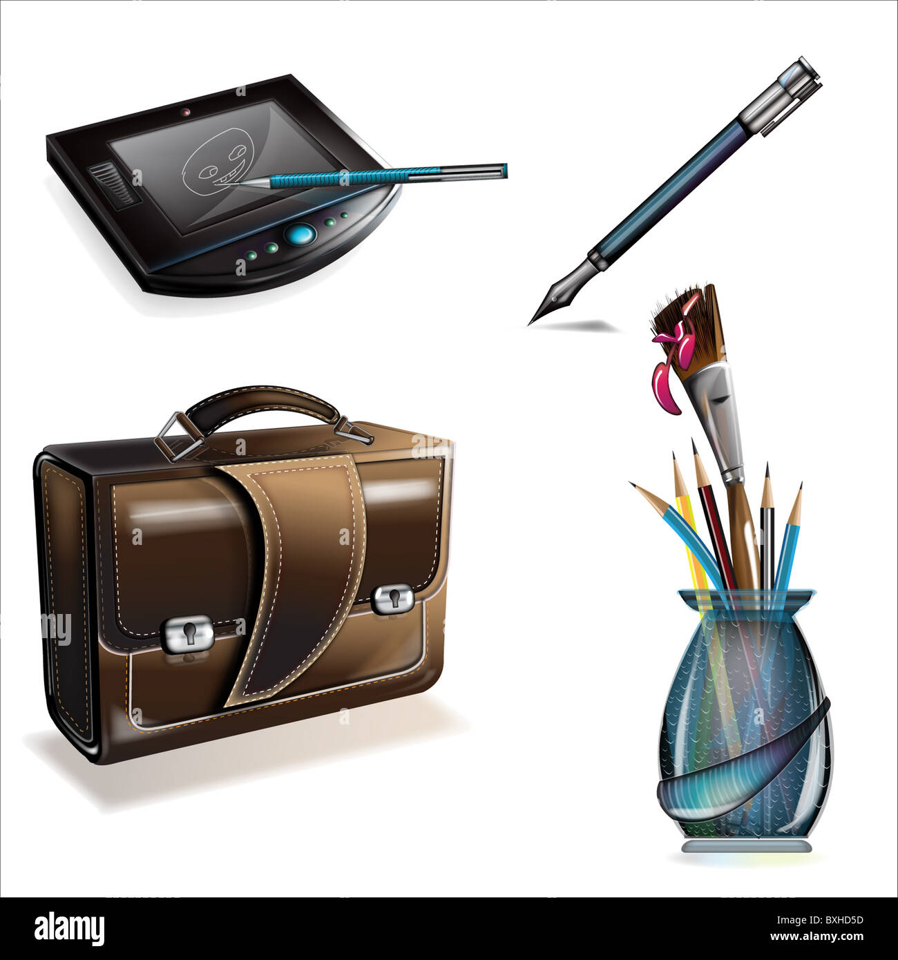 Set of office working tools isolated on white background Stock Photo ...