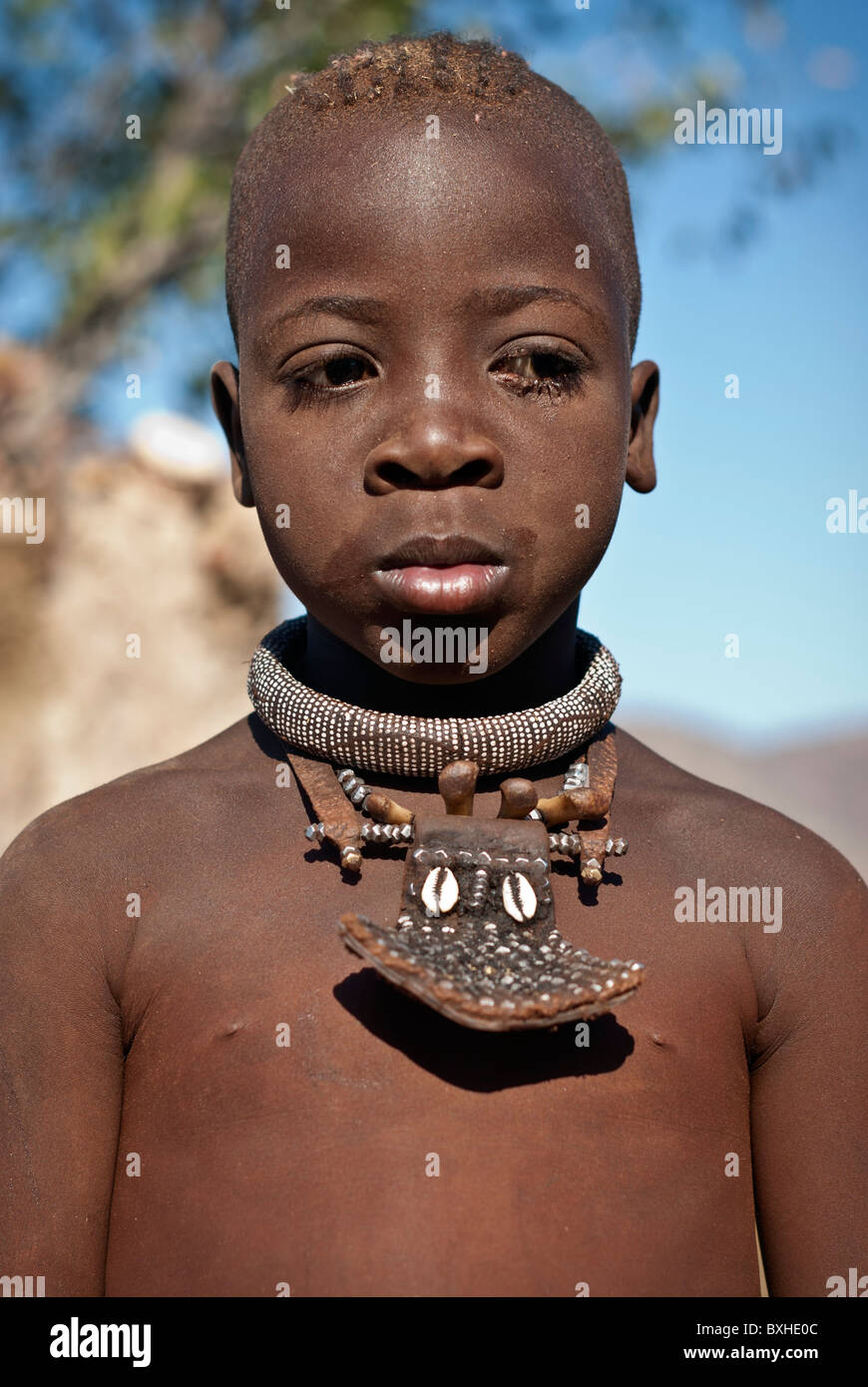 Himba girl in a village near Epupa Falls, Kunene, Namibia, Africa Stock ...