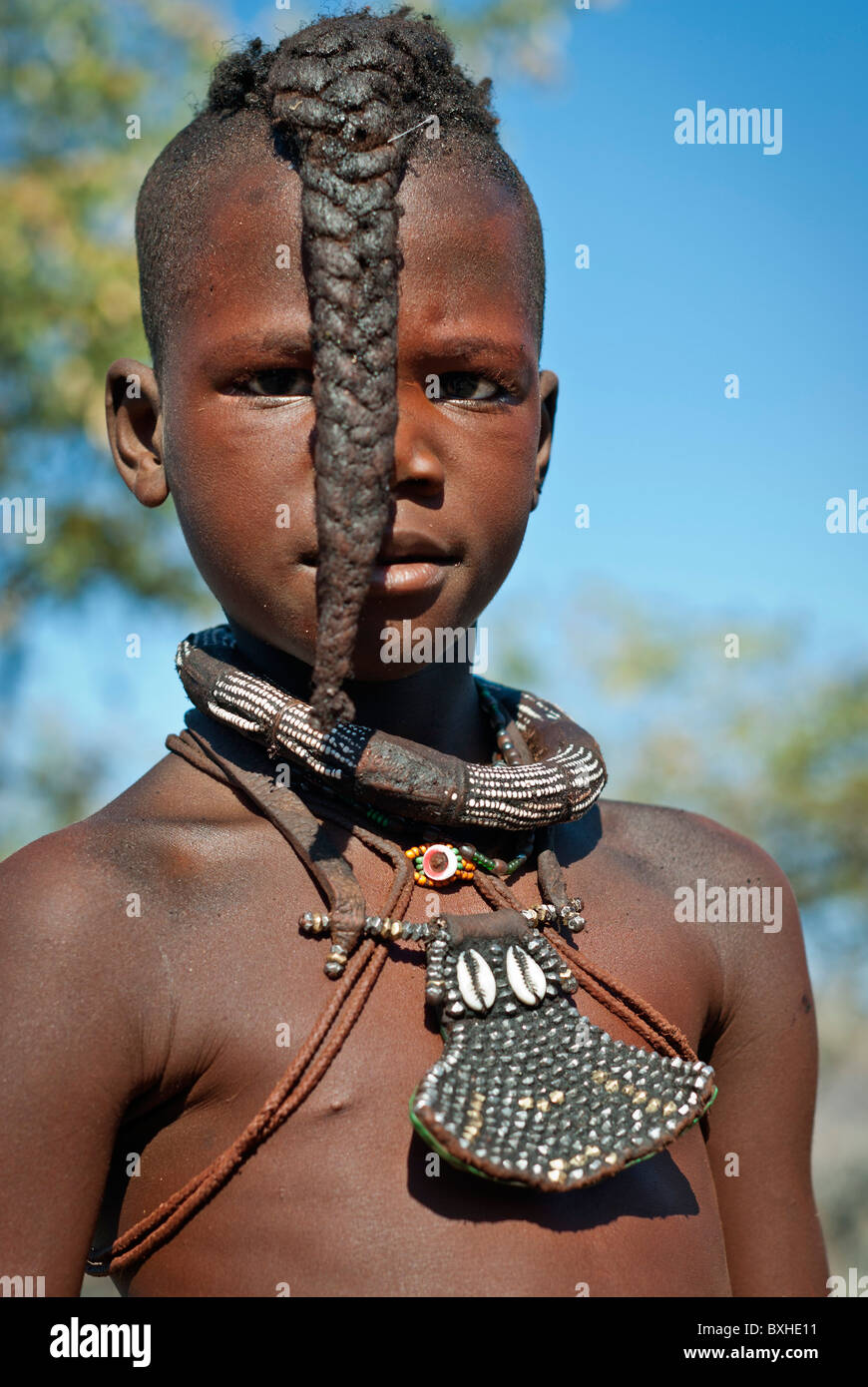 Himba girl in a village near Epupa Falls, Kunene, Namibia, Africa Stock ...