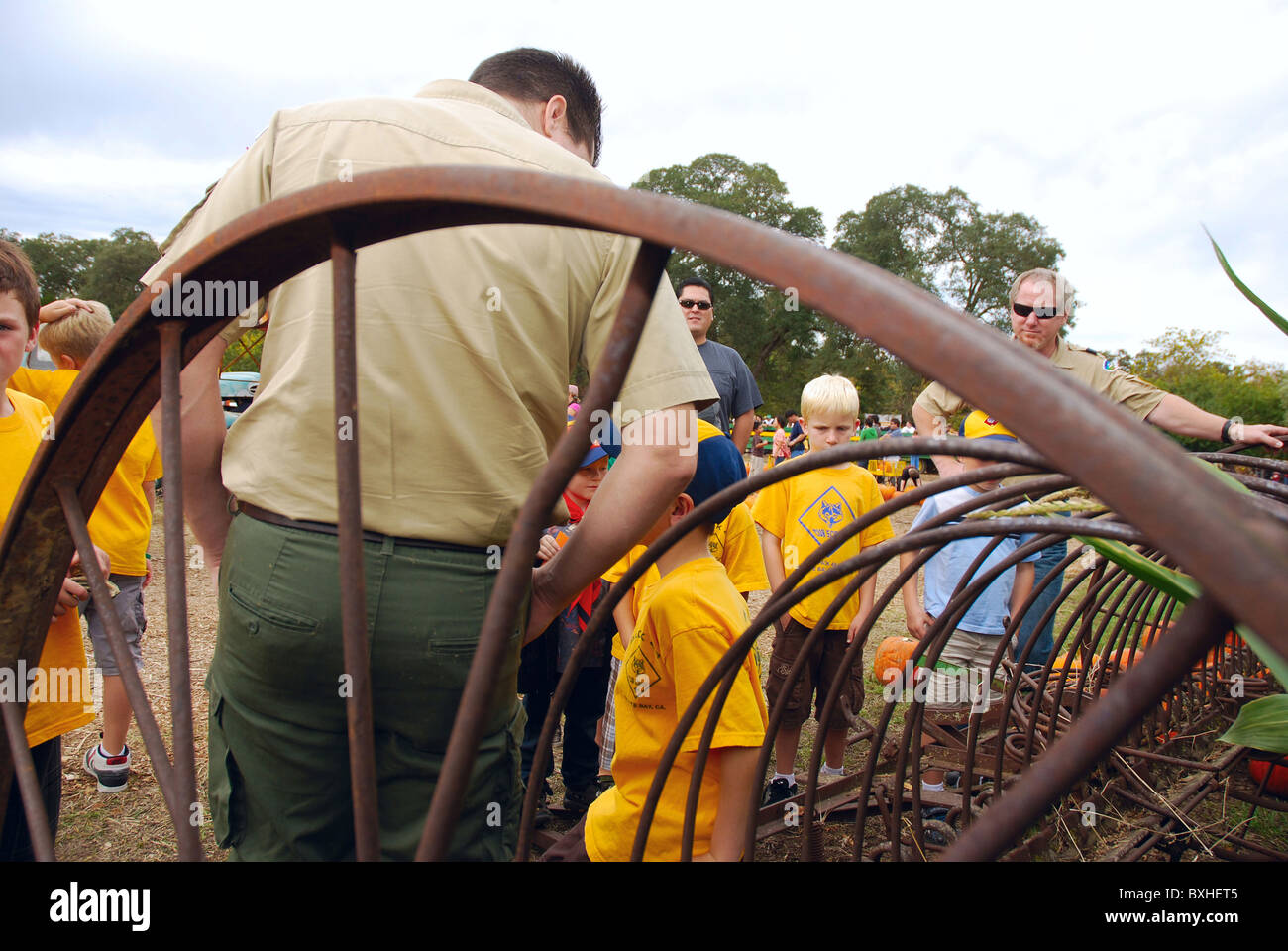 Cub Scouts on a field trip to a pumpkin farm Stock Photo - Alamy
