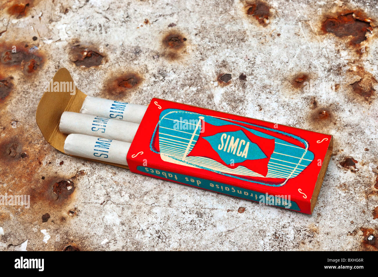Old packet of 1950s French "Simca" branded cigarettes Stock Photo - Alamy