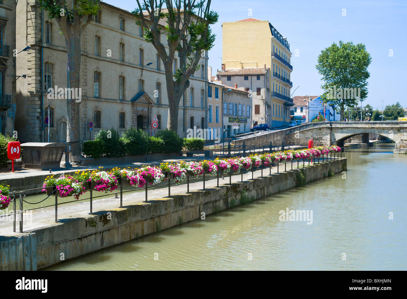 Flowers on the Canal de la Robine in Narbonne France Stock Photo - Alamy